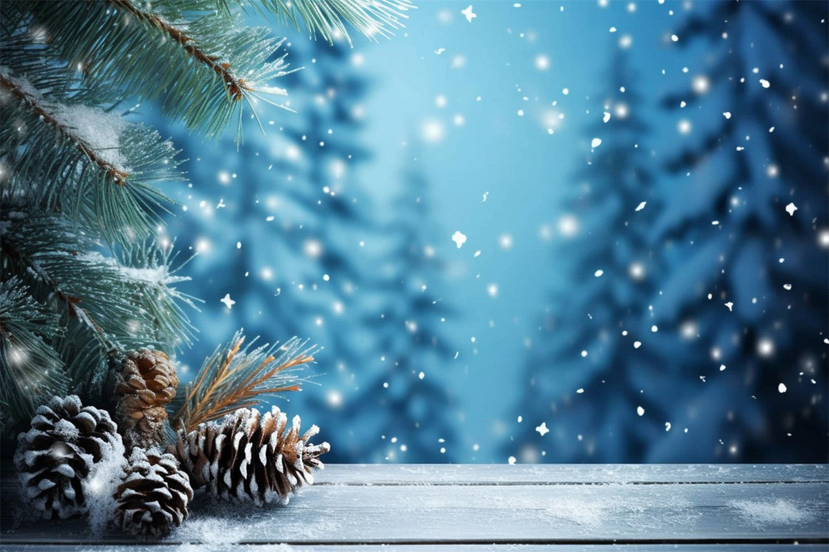 Toile de fond Hiver Photographie Pommes de Pin Neigeuses Branches BRP1