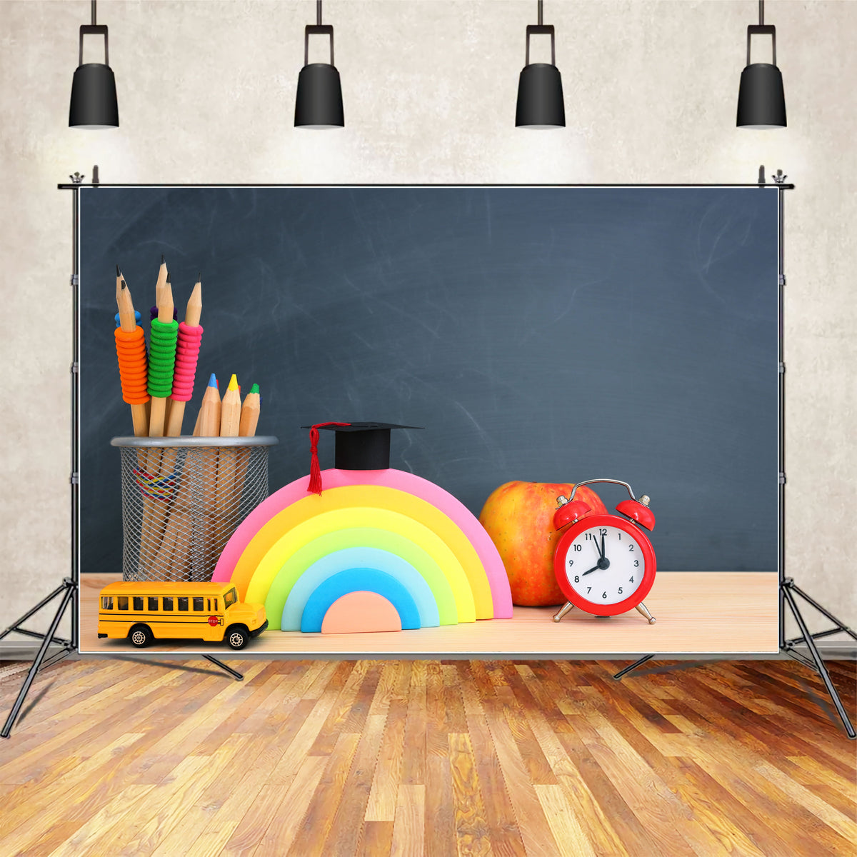 Toile de Fond de Bureau en Bois et Crayons pour la Rentrée Scolaire DB ...